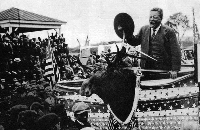 Theodore Roosevelt campaigning in 1912 | Pew Research Center