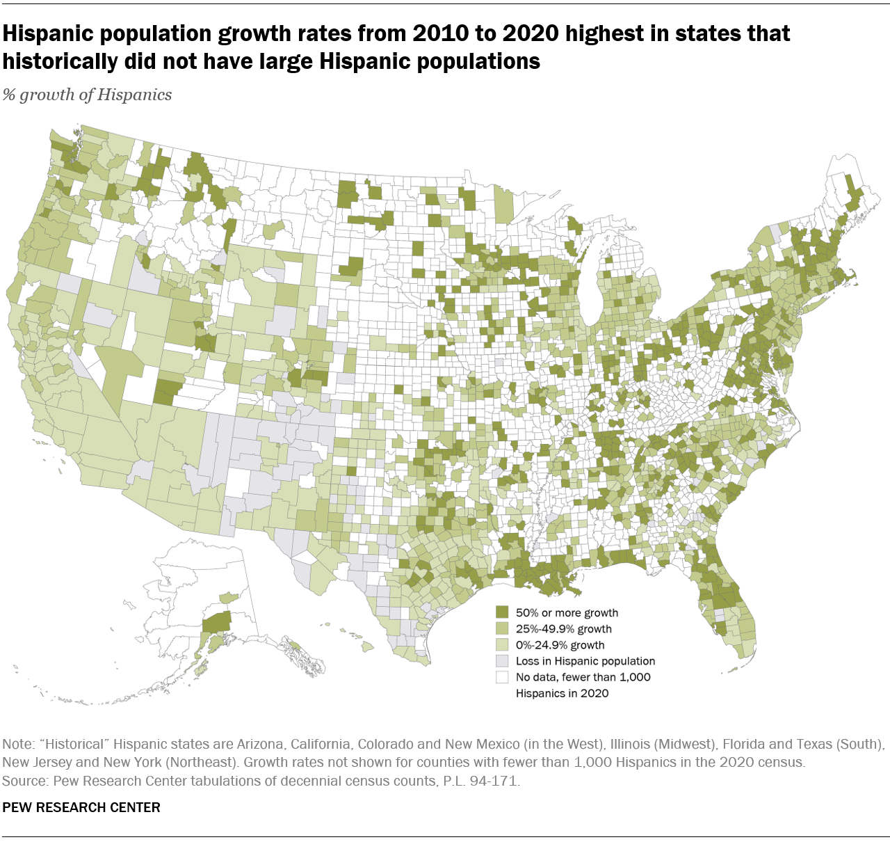 U.S. Hispanic population continued its geographic spread in the 2010s ...