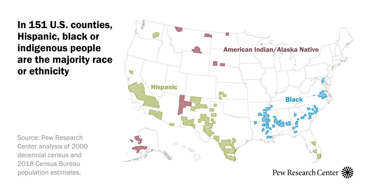Rising number of U.S. counties are majority Hispanic or black | Pew ...