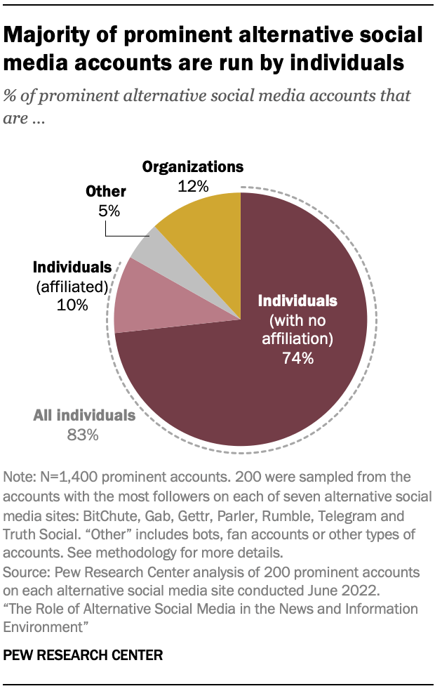 Prominent alternative social media accounts are mainly individuals, not ...