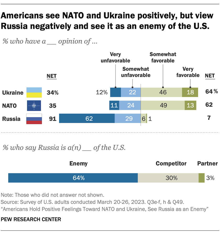 Americans View NATO and Ukraine Positively, See Russia as an Enemy ...