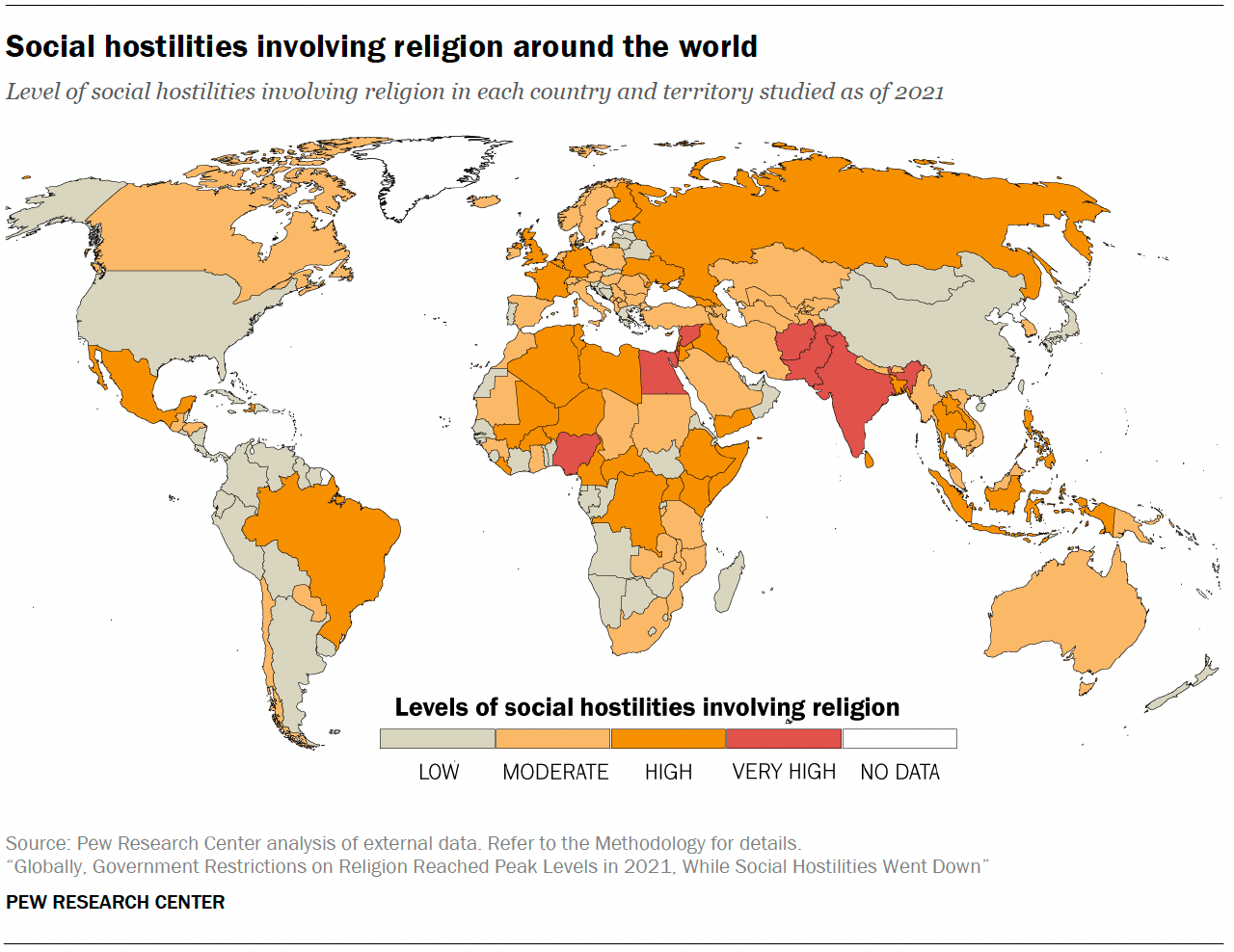 How median scores for government restrictions, social hostilities ...