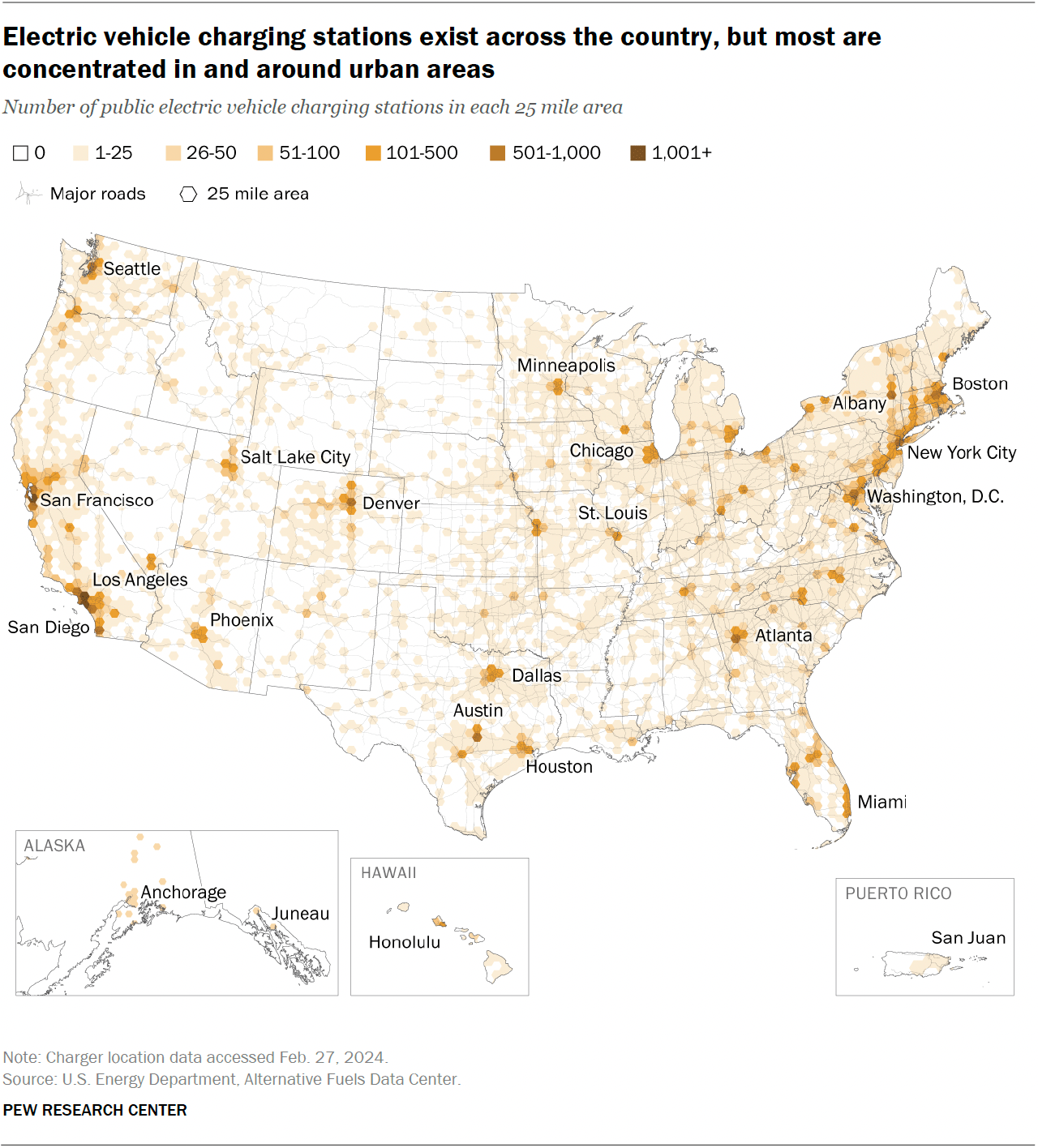 Electric Vehicle Charging Stations Across the US | Pew Research Center