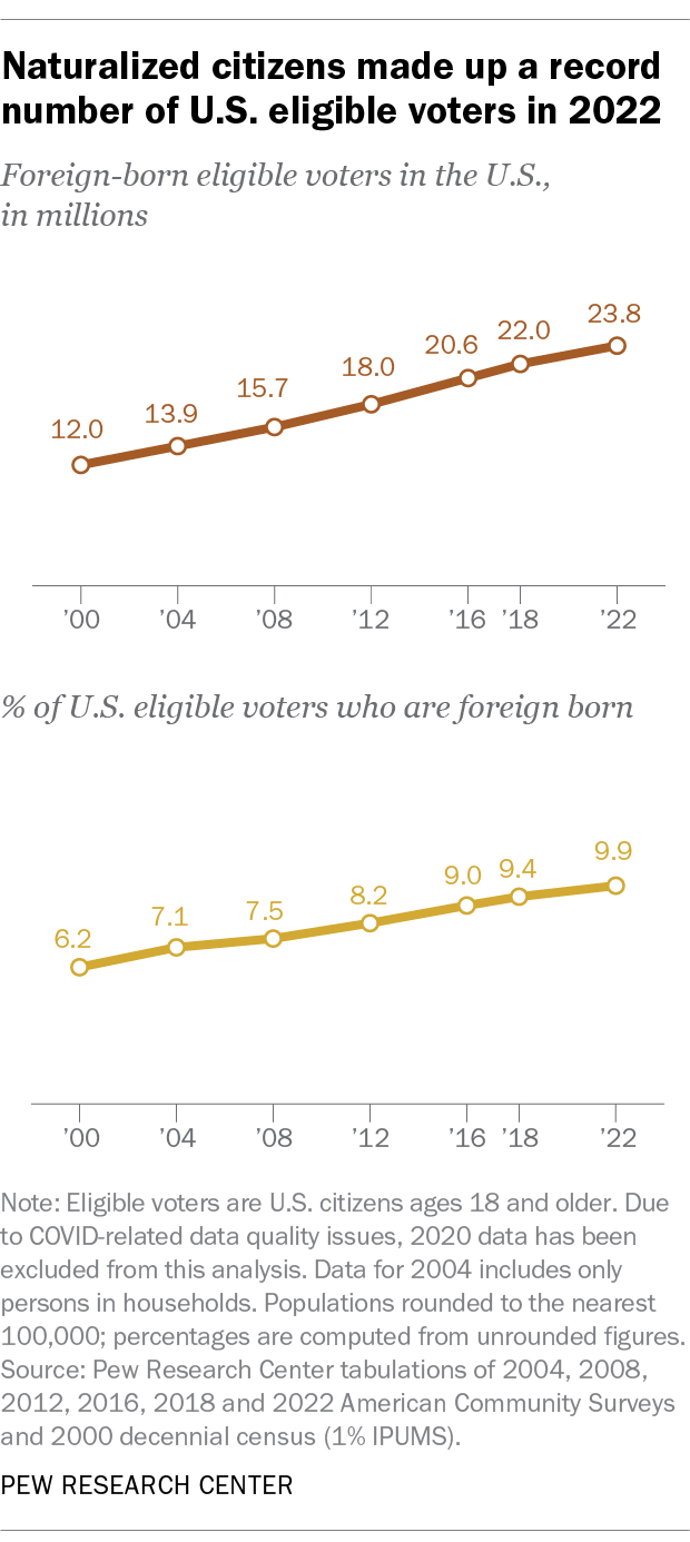 1 in 10 US eligible voters are naturalized citizens | Pew Research Center